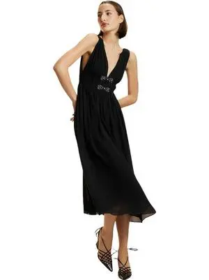 Cynthia Rowley Amelie Sequined Embellished Midi Dress - Black