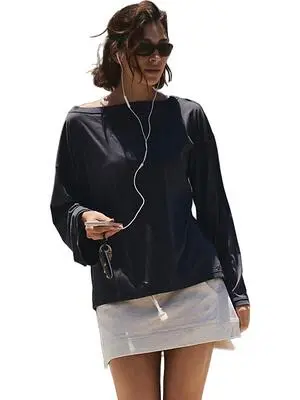 Free People Long Sleeve Off-the-shoulder Top - Black