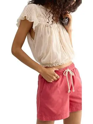Donni. Chino Drawstring Shorts - Raspberry