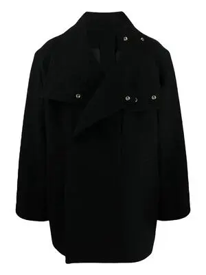 Rick Owens Virgin Wool Buckle Detail Coat - Black