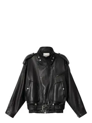 Isabel Marant Étoile Leather Asymmetrical Zip Jacket - Black