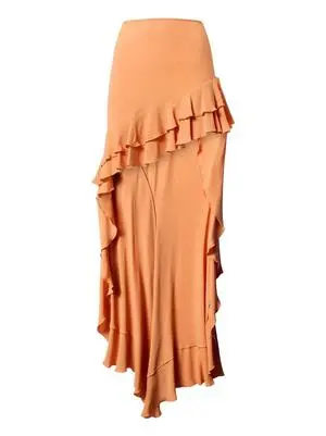 ANDAMANE THE ANDAMANE Asymmetric Draped Skirt With Ruffled Trim