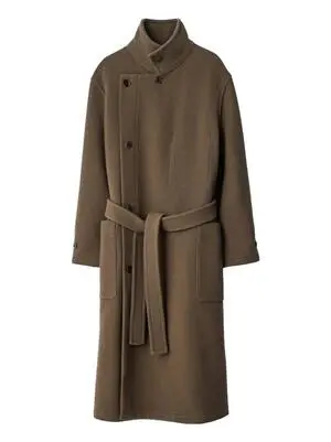 LEMAIRE Double-breasted Wool Wrap Coat - Brown