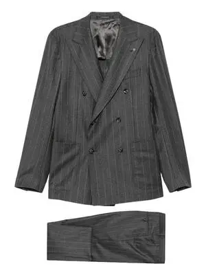 Tagliatore Grey Suits Double Breasted Suits - Gray