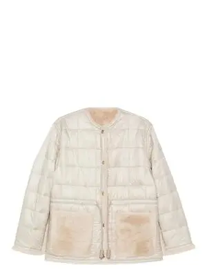 Moncler Quilted Jacket With Faux Fur Panels - Cream