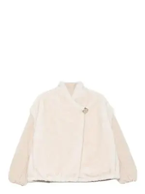 Moncler Faux Fur Jacket With Shawl Lapels - Cream