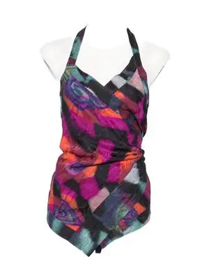 Dries Van Noten Abstract Print Halterneck Top - Purple