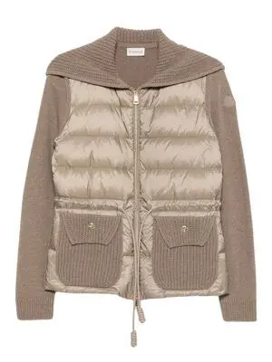 Moncler Knitwear Cardigan With Padded Front - Brown