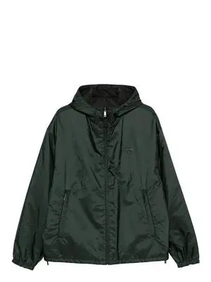 Prada Hooded Zip-up Jacket With Enamel Logo - Green