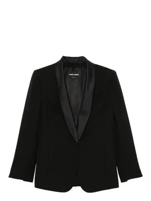 Giorgio Armani Silk Single-breasted Blazer - Black