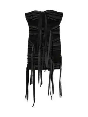 Attico Strapless Fringe Dress - Black
