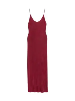 Saint Laurent Burgundy Jersey Evening Dress With Chain-link Shoulder Straps - Red