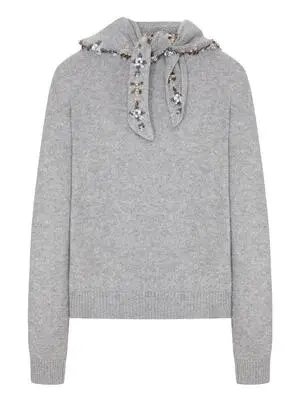 Prada Grey Cashmere Embellished Knitwear Jumper - Gray