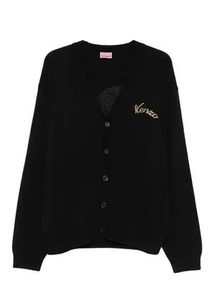 Kenzo Beaded Tiger-motif V-neck Cardigan - Black