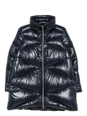 Herno Single Breasted Padded Long Sleeve Coat - Blue