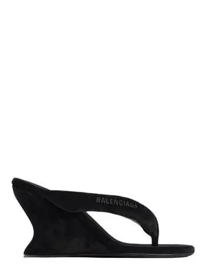 Balenciaga Wedge Heel Thong Sandals - Black