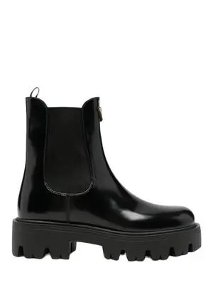 Prada Leather Lug Sole Chelsea Boots - Black