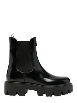 Prada Leather Lug Sole Chelsea Boots - Black