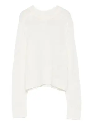 LISA YANG Cream Crew Neck Long Sleeve Silk Cashmere Knitwear Jumper - White