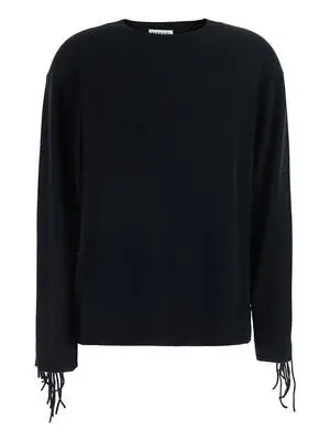 P.a.r.o.s.h Cashmere Sweater With Fringe Details - Black