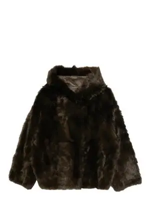 YVES SALOMON YVES SALOMON Faux Fur & Shearling Jacket Brown