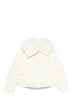 YVES SALOMON Padded Fur Trimmed Down Jacket - Cream