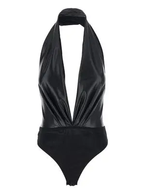 Andamane The Attico Sendaya Bodysuit With V-Neck And Long Sleeves In Tech Fabric Multicolor