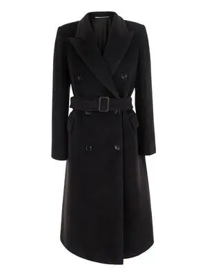 Tagliatore TAGLIATORE Brown Double-Breasted Wool Coat With Belt Multicolor