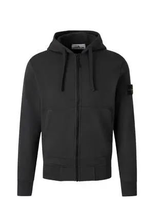 Stone Island Logo Patch Zip-up Hoodie - Gray