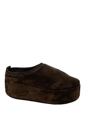 Balenciaga Suede Platform Clogs - Brown