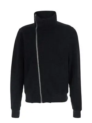 Rick Owens Bauhaus Jogger' Sweatshirt With High Collar And Asymmetrical Zip Closure In Cotton For - Black