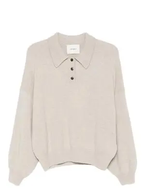 LISA YANG Cashmere Spread Collar Knit Jumper - Cream