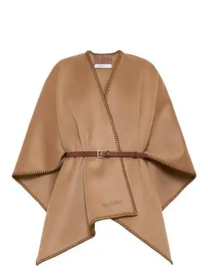 Max Mara Colomba Cape 100% Virgin Wool - Brown