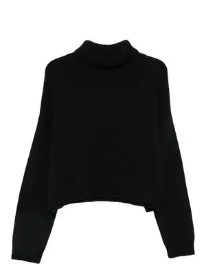 LISA YANG LISA YANG Black Cashmere Ribbed Knit Roll Neck Jumper Black
