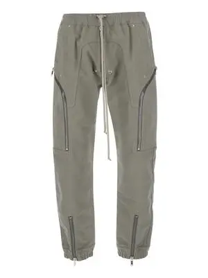 Rick Owens RICK OWENS Grey Cotton Cargo Pants With Zip Details Gray