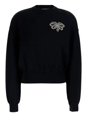 Givenchy Black Embellished Wool And Cotton Blend Crew Neck Sweater - Multicolor
