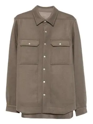 Rick Owens Virgin Wool Spread Collar Shirt Jacket - Gray