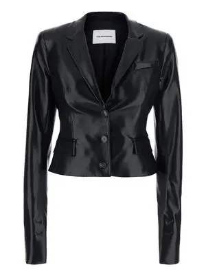 ANDAMANE The Attico Zefira Eco-Leather Cropped Blazer