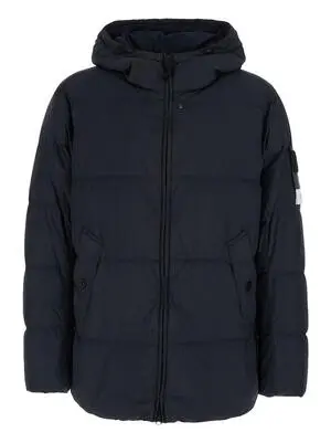 Stone Island Crinkle Tech Fabric Down Jacket With Logo Patch - Multicolor