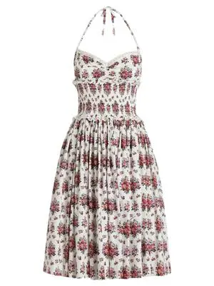 Dolce & Gabbana Short Floral Dress With Lace Trim - Multicolor