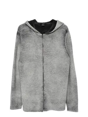 Avant Toi Grey Hooded Knit Jumper With Zip Fastening - Gray