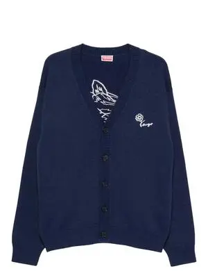 Kenzo Floral Embroidered V-neck Cardigan - Blue