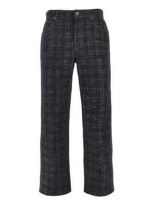 Burberry Check Denim Loose Fit Jeans - Blue