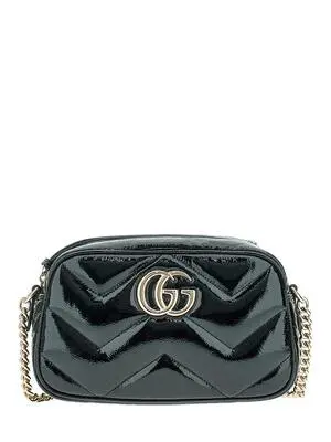 Gucci Gg Marmont' Small Bag In Patent Leather - Black