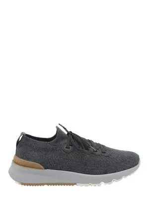 Brunello Cucinelli Fabric Runner Sneakers With Logo - Gray