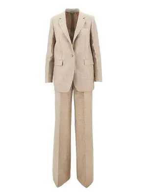 Tagliatore Linen-blend Tailored Suit - Cream