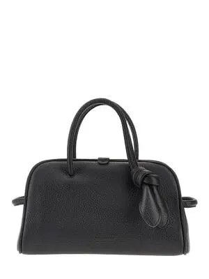 Jacquemus Grained Leather "turismo" Small Bag With Knotted Detail - Black