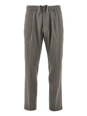 Herno Stretch Mélange Light Wool Pants With Drawstring - Gray