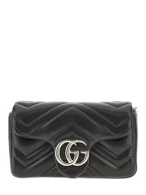 Gucci Nappa Leather 'gg Marmont' Mini Bag - Black