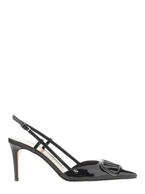 Valentino Garavani Patent Leather Vlogo Signature Slingback Pumps - Black